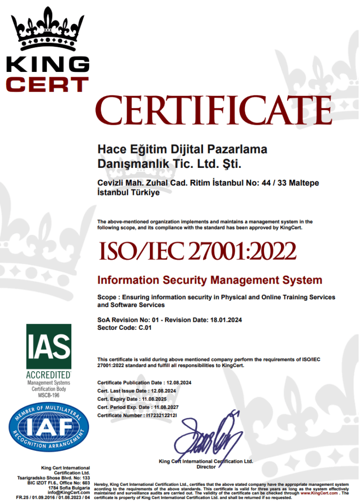 Sertifikalarımız - HACE Eğitim